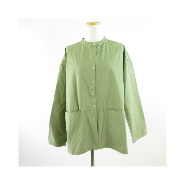 ブルチェーロ BLUCIELO シャツ 長袖 緑 F *T94 レディース【表記サイズ】F【実寸サイズ】肩幅：56cm　身幅：59cm　着丈：68cm　袖丈：49.5cm　　【素材】綿100%【色】緑【状態】全体的に保管シワがありますが、そ...