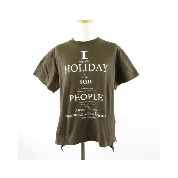 トーマスマグパイ THOMAS MAGPIE カットソー Tシャツ 半袖 プリント 茶 38 *T133 レディース【表記サイズ】38日本サイズM相当【実寸サイズ】肩幅：53cm　身幅：51cm　着丈：65cm　袖丈：12cm　前側56cm...