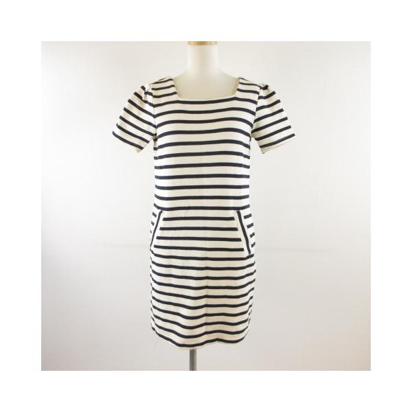 ルティロワドゥドレステリア LE TiROiR de DRESSTERIOR ワンピース チュニック 半袖 ボーダー オフホワイト 白 M *T170 レディース【表記サイズ】M【実寸サイズ】肩幅：36cm　身幅：41cm　袖丈：20cm　...