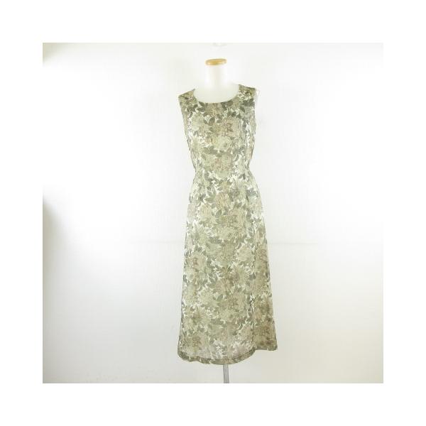 ハーモニカ HARMONICA ノースリーブワンピース 花柄 ロング 緑 M *A62 レディース【表記サイズ】M【実寸サイズ】肩幅：34cm　身幅：42cm　袖丈：0cm　総丈：122cm　　【素材】表地 ポリエステル100%　裏地 ポリ...