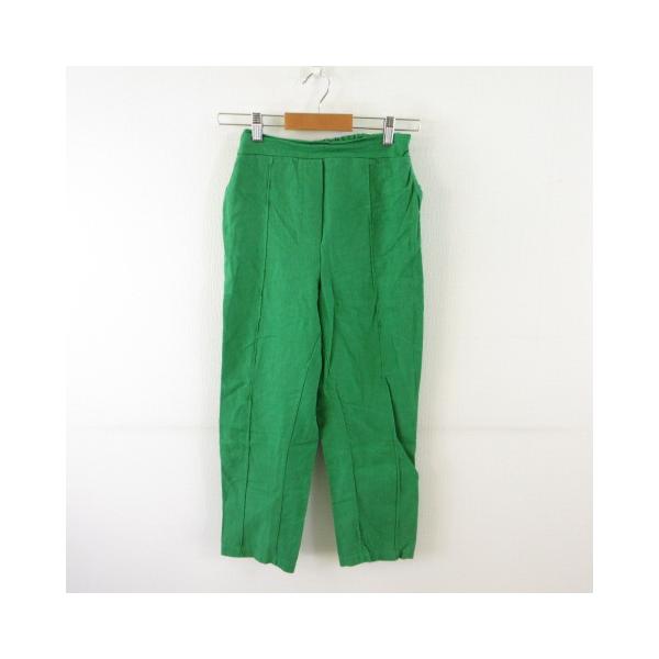 WINSOME テーパードパンツ クロップド 緑 *T322 レディース【表記サイズ】表記はございませんが、S相当だと思われます。【実寸サイズ】ウエスト：60〜cm　もも幅：24cm　裾幅：17cm　股上：29cm　股下：56cm　　【素材...