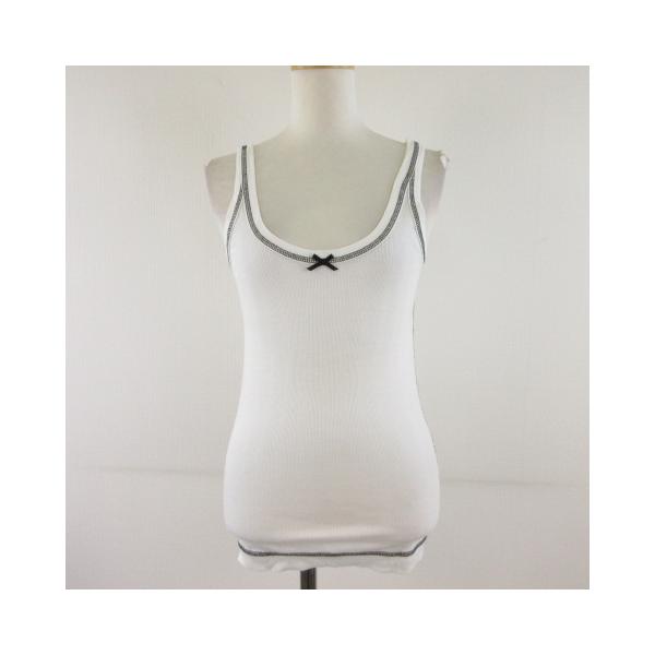 ブロンディー blondy タンクトップ リボン 白 F *T476 レディース【ブランド】ブロンディー blondy【表記サイズ】F【実寸サイズ】身幅：33.5cm　総丈：62cm　　【素材】指定外繊維（リヨセル）70% 綿30%【色】白...