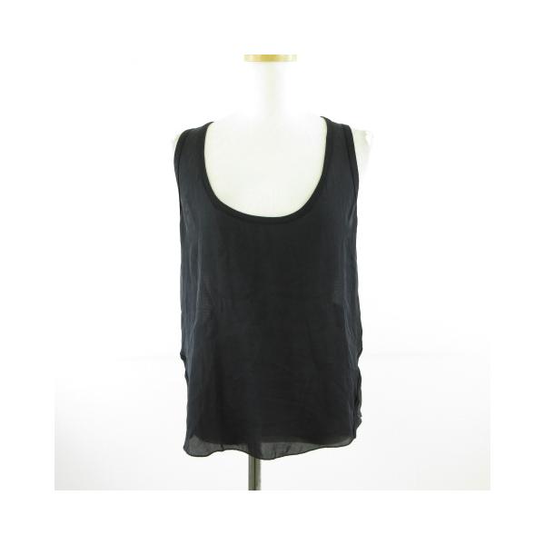 ラジャンス L'AGENCE タンクトップ メッシュ 黒 2 *T584 レディース【表記サイズ】2日本サイズM相当【実寸サイズ】身幅：43cm　総丈：63cm　　【素材】絹100%　その他1 ポリエステル85% ポリウレタン15%　その他...
