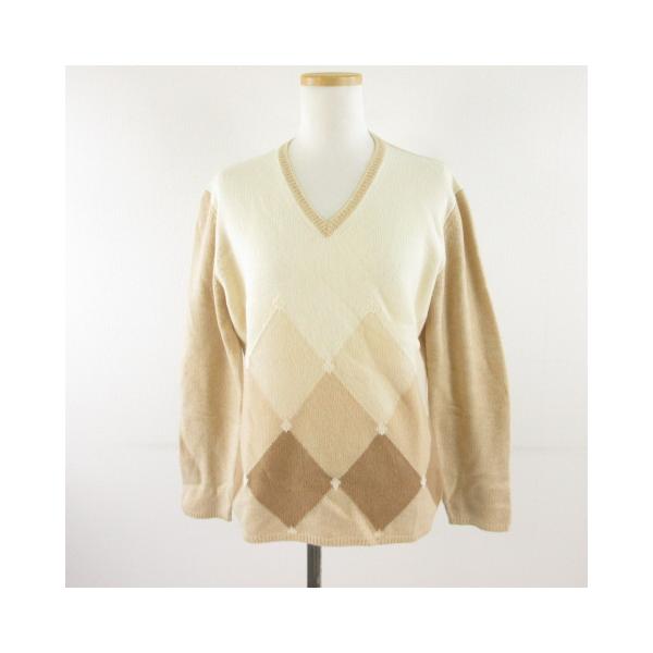 Parronchi ニット セーター 長袖 Vネック カシミヤ イタリア製 オフホワイト ベージュ *T680 レディース【表記サイズ】表記はございませんが、L相当だと思われます。【実寸サイズ】肩幅：39.5cm　身幅：50cm　着丈：58...