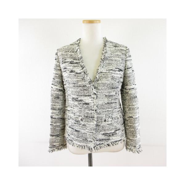 ラヴィソンラヴィエール Ravissant Laviere ツイードジャケット 長袖 オフホワイト 白 黒 36 *T728 レディース【表記サイズ】36日本サイズS相当【実寸サイズ】肩幅：35cm　身幅：42cm　袖丈：52cm　着丈：5...