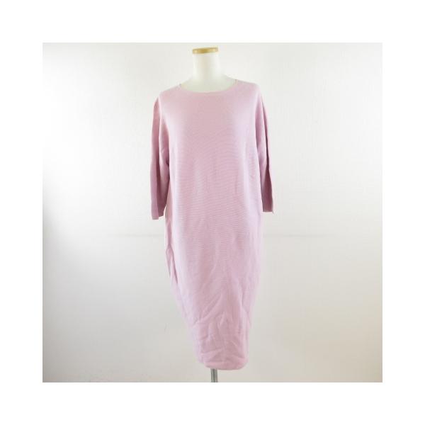 R&amp;M Fergana ニットワンピース ミディ丈 七分袖 ピンク S M *T754 レディース【表記サイズ】S-M【実寸サイズ】身幅：52cm　着丈：96cm　ゆき丈：56cm　　【素材】綿100%【色】ピンク【状態】首周りに多...