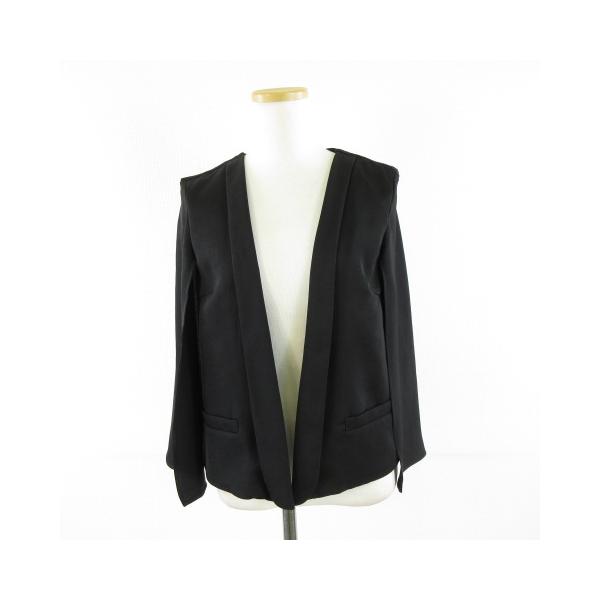 マイクローゼット MY CLOZETTE ジャケット キャップスリーブ 黒 38 *A507 レディース【表記サイズ】38（日本サイズM相当）【実寸サイズ】肩幅：38cm　身幅：44cm　袖丈：48cm　着丈：51cm　　【素材】表地 ポリ...