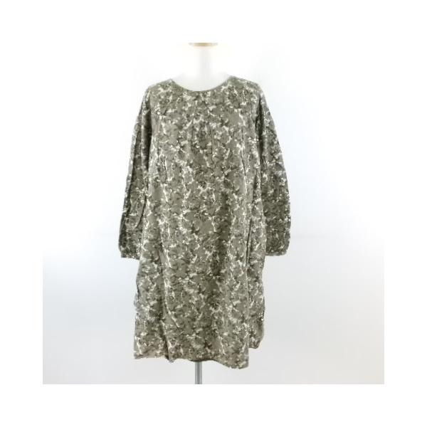 ショコラフィネローブ chocol raffine robe ワンピース ミニ 長袖 総柄 カーキ 緑 F *T863 レディース【ブランド】ショコラフィネローブ chocol raffine robe【表記サイズ】F【実寸サイズ】肩幅：3...