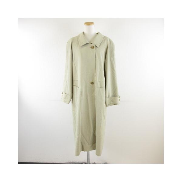 Sam-Sam ステンカラーコート ロング 長袖 薄緑 11 *A932 レディース【表記サイズ】11（日本サイズL相当）バスト85ヒップ92身長156【実寸サイズ】身幅：58cm　着丈：115cm　ゆき丈：81cm　　【素材】表地 ポリエ...