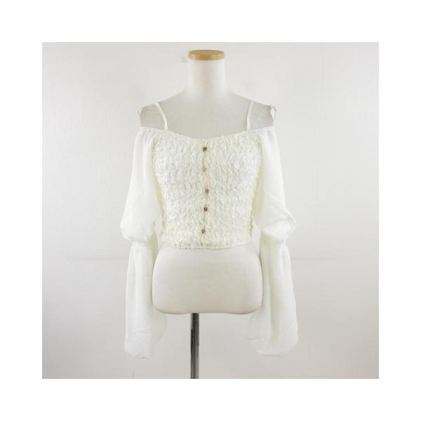 リップサービス LIP SERVICE ボリュームスリーブリンクルブラウス 長袖 アイボリー 白 F *A65 レディース【ブランド】リップサービス LIP SERVICE【表記サイズ】F【実寸サイズ】身幅：36cm　着丈：30cm　ゆき丈...