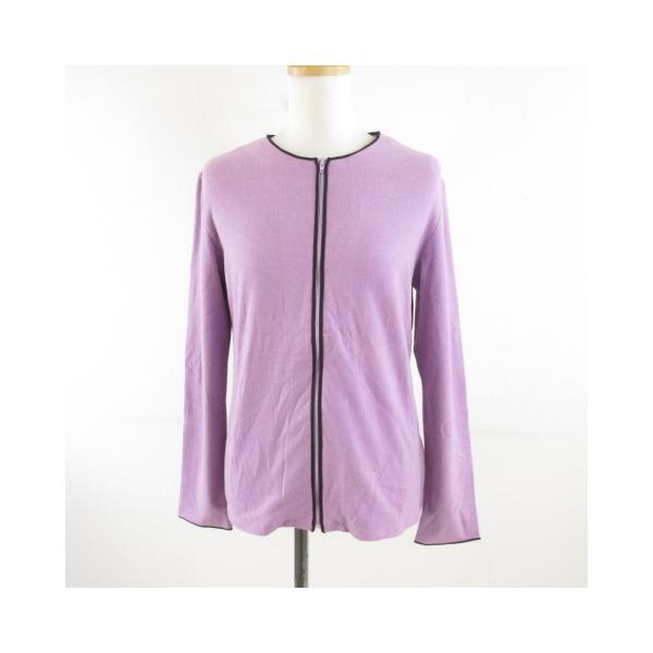 ププラ PUPULA カーディガン 長袖 ジップアップ 紫 40 *T293 レディース【ブランド】ププラ PUPULA【表記サイズ】40日本サイズL相当【実寸サイズ】肩幅：37.5cm　身幅：47cm　着丈：57cm　袖丈：56cm　　【...