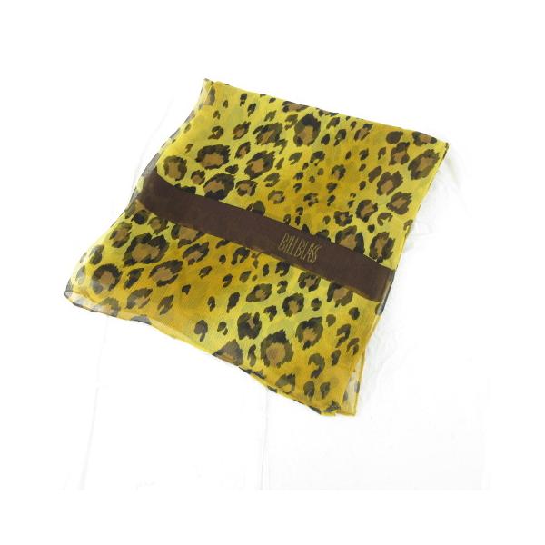 ビルブラス BILL BLASS ストール スカーフ シルク レオパード ヒョウ柄 黄 茶 *T299 レディース【実寸サイズ】全長（フリンジ含まず）：168cm　幅：51cm　　【素材】絹100%【色】黄×茶×黒【状態】ごくわずかに0.5...