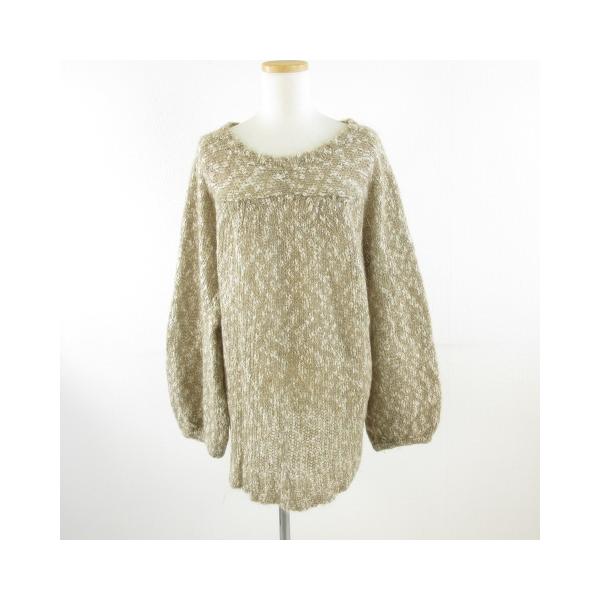 FLOW and FIXTURE ニット セーター 長袖 ベージュ L *T534 レディース【表記サイズ】L【実寸サイズ】身幅：55cm　着丈：66cm　ゆき丈：76cm　　【素材】アクリル35% モヘヤ29% 毛28% ポリエステル8%...