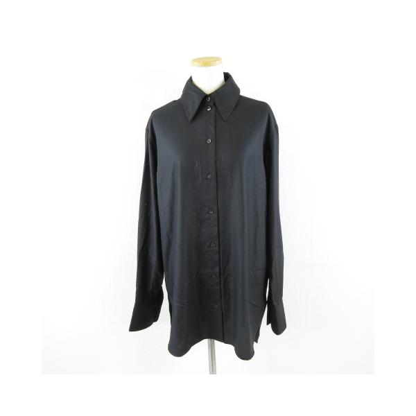 オーブ orb. シャツ ブラウス 長袖 黒 F *A429 レディース【表記サイズ】F【実寸サイズ】肩幅：44cm　身幅：54cm　着丈：74cm　袖丈：62cm　後ろ着丈 82cm　【素材】ポリエステル100%【色】黒【状態】使用感が少...