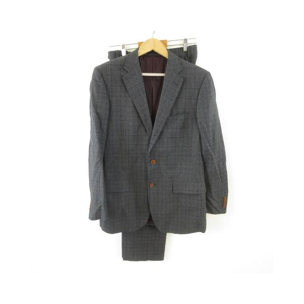 マッシモ MASSIMO Plus スーツ セットアップ ジャケット 長袖 ロングパンツ チェック グレー 96 *T607 メンズ【表記サイズ】ジャケット パンツ96 A7胸囲96 胴囲84 身長180【実寸サイズ】ジャケット 肩幅：44...