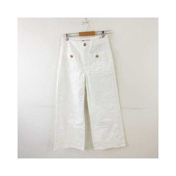 未使用品 ザラ ZARA デニムワイドパンツ ロング オフホワイト 白 36 *A503 レディース【ブランド】ザラ ZARA【表記サイズ】EUR 36（日本サイズS相当）USA 4MEX 26【実寸サイズ】ウエスト：68cm　もも幅：26...
