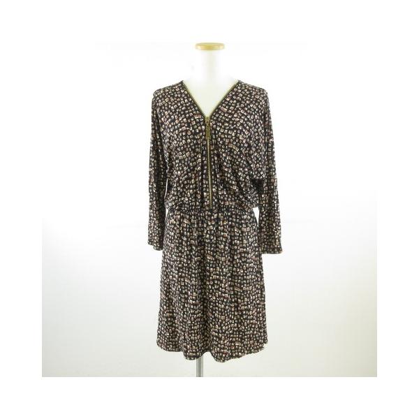 バティ BHATTI PARIS ワンピース ミニ 総柄 黒 T2 *T687 レディース【表記サイズ】T2日本サイズM相当【実寸サイズ】身幅：49cm　着丈：89cm　ゆき丈：66cm　　【素材】ポリエステル95% ポリウレタン5%【色】...