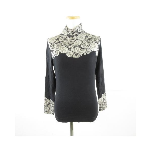 モネガル Monegal カットソー Tシャツ 長袖 ハイネック プリント 黒 38 *T692 レディース【表記サイズ】38日本サイズM相当【実寸サイズ】肩幅：33cm　身幅：42cm　着丈：55cm　袖丈：52cm　　【素材】指定外繊維...