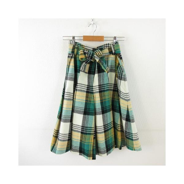 NV3 プリーツキュロット チェックパンツ クロップド 緑 黄 *A604 レディース【表記サイズ】サイズ表記はございません【実寸サイズ】ウエスト：76cm　もも幅：35cm　裾幅：63cm　股上：31cm　股下：36cm　　【素材】表記は...