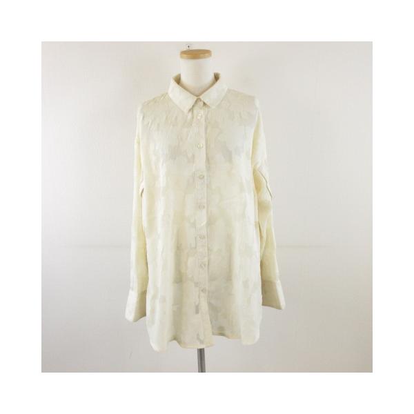 mily bilet シアージャガード花柄2wayシャツ 長袖 アイボリー オフホワイト L *A677 レディース【表記サイズ】Lバスト87-95身長154-162【実寸サイズ】身幅：58cm　着丈：77cm　ゆき丈：83cm　　【素材】...