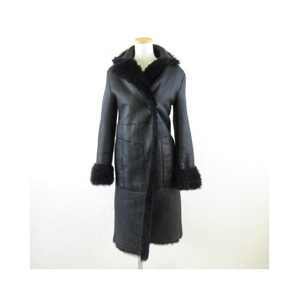 ジョセフ JOSEPH リバーシブル ラムレザームートンファーコート ロング 羊革 長袖 黒 38 *A758 レディース【ブランド】ジョセフ JOSEPH【表記サイズ】38（日本サイズM相当）【実寸サイズ】肩幅：42cm　身幅：44cm　...
