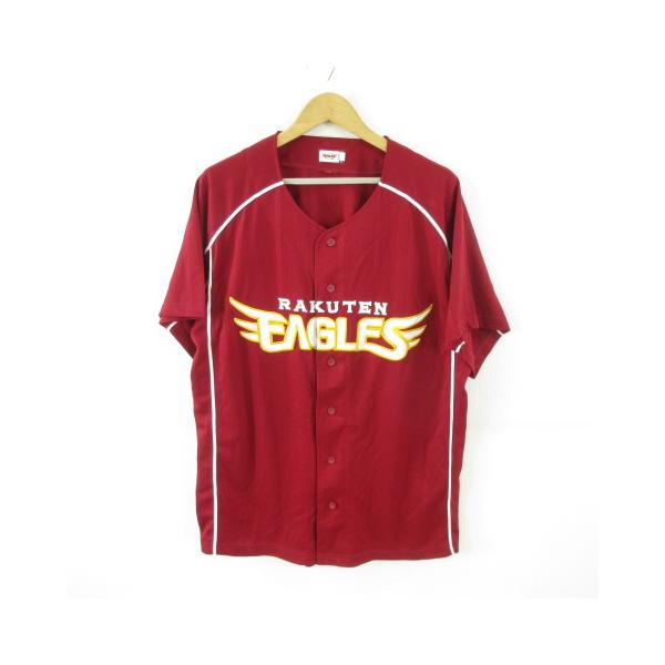 楽天イーグルス RAKUTEN EAGLES レプリカユニフォーム 半袖 刺繍 赤 XL *T335 メンズ レディース【表記サイズ】XL【実寸サイズ】身幅：66cm　着丈：79cm　ゆき丈：47cm　　【素材】ポリエステル100%【色】赤...