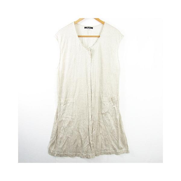 ベルスクローゼット bellus closet ニット ベスト ジレ ロング丈 麻 コットン 38 ライトベージュ kz9077 レディース【表記サイズ】38(M程度)【実寸サイズ】肩幅：46cm　身幅：48cm　着丈：93cm　　【素材】...