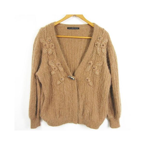 リリーブラウン Lily Brown L.B CANDY STOCK ニット カーディガン 長袖 アンゴラ F ブラウン ビーズ ブローチ kz10336 レディース【ブランド】リリーブラウン Lily Brown【表記サイズ】F【実寸サイ...