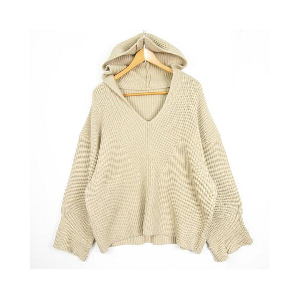 ハグユー HUG.U ニット セーター パーカー 長袖 F ベージュ kz10661 レディース【表記サイズ】F【実寸サイズ】肩幅：69cm　身幅：66cm　着丈：64cm　袖丈：50cm　　【素材】アクリル40% 綿60%【色】ベージュ【...