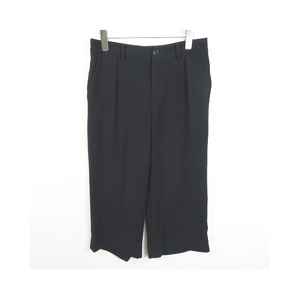 ウルル ULURU クロップド パンツ ワイド 2 ネイビー kz11227 レディース【表記サイズ】2(M程度)【実寸サイズ】ウエスト：76cm　もも幅：29cm　裾幅：28cm　股上：26cm　股下：55cm　　【素材】ポリエステル10...