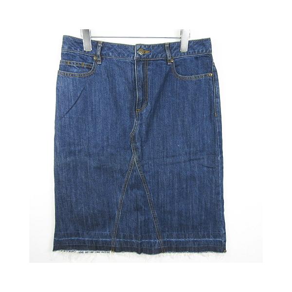 RELAXED CLOTHES FOR BETTER デニム スカート 膝下丈 カットオフ フリンジ 13 ネイビー 大きいサイズ kz11347 レディース【表記サイズ】13(XL程度)【実寸サイズ】ウエスト：80cm　ヒップ：98cm　...