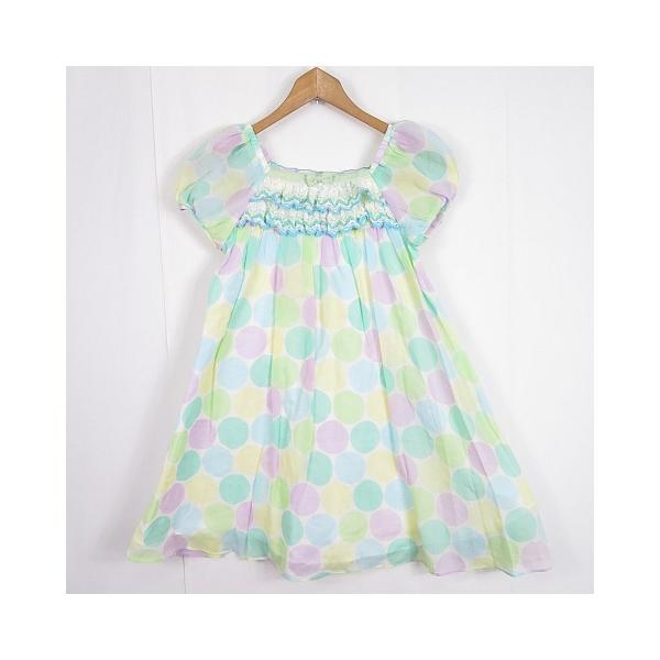 メゾピアノ mezzo piano ワンピース パフスリーブ バックリボン 140 パステル水玉 マルチカラー 2sa6647 キッズ【ブランド】メゾピアノ mezzo piano【表記サイズ】140(11)【実寸サイズ】身幅：35cm　着...