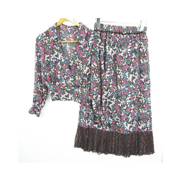 フリーズマート Free's Mart セットアップ ブラウス ショート丈 長袖 ロング フレア スカート ストレッチ FR ブラウン 花柄 レース kz11771 レディース【ブランド】フリーズマート Free's Mart【表記サイズ】...