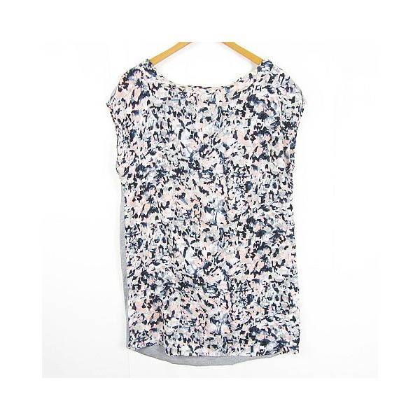 ジフィーズホロニックス jiffies HOLONIC'S ワンピース 膝丈 フレンチスリーブ バックオープン グレー ピンク 総柄 kz11869 レディース【表記サイズ】なし(実寸サイズをご参照ください)【実寸サイズ】身幅：53cm　着...