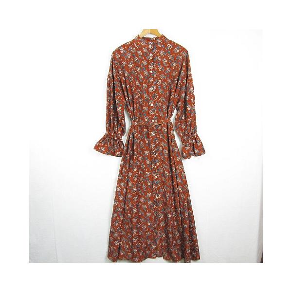 トゥーフェイシーズ Two Faces ワンピース 長袖 ハイネック マキシ丈 ベルト付き F テラコッタ 花柄 kz11951 レディース【表記サイズ】FB78-85H83-90T154-164【実寸サイズ】肩幅：66cm　身幅：59cm...