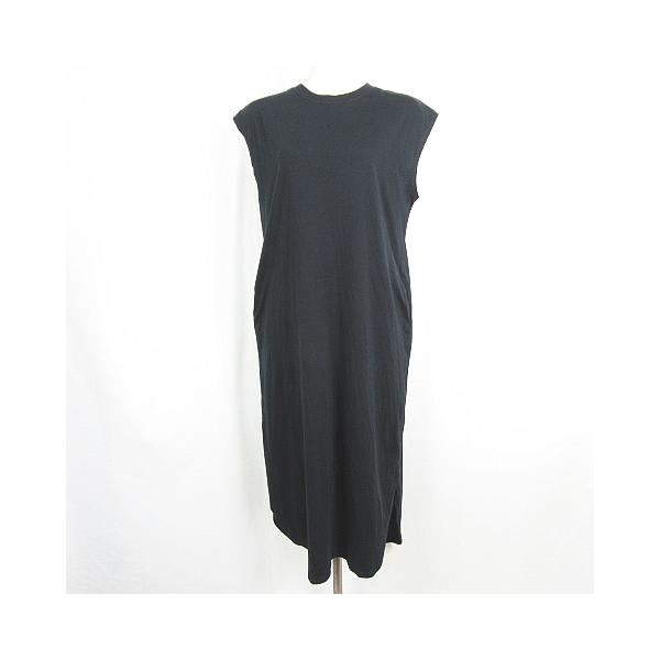 ニードルワークス NEEDLE WORKS ノースリーブ マキシ ワンピース 綿 S ブラック ロゴ kz12949 レディース【表記サイズ】S【実寸サイズ】肩幅：49cm　身幅：50cm　着丈：123cm　　【素材】綿65% ポリエステル...