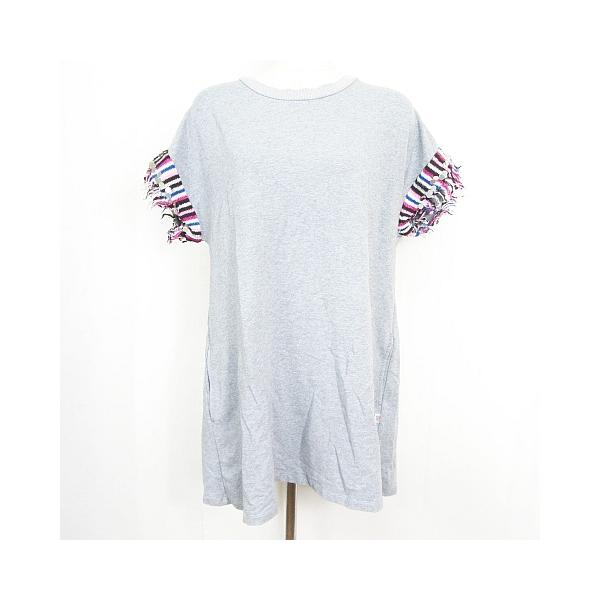 カワイオカダ My Heart sease Feeling KAWAI OKADA スウエット ワンピース 膝丈 半袖 ストレッチ 綿 M-L グレー スパンコール kz12972 レディース【表記サイズ】M-L【実寸サイズ】身幅：53cm...