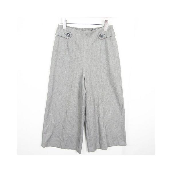 BLUE F RONCE ワイド パンツ ストレッチ レーヨン 40 グレー ヘリンボーン kz13034 レディース【表記サイズ】40(L程度)【実寸サイズ】ウエスト：70cm　もも幅：30cm　裾幅：32cm　股上：31cm　股下：53...