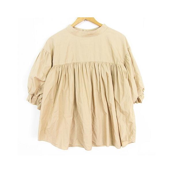 マーラ malla ブラウス 五分袖 パフスリーブ 綿 38 ベージュ kz13368 レディース【表記サイズ】38(M程度)【実寸サイズ】肩幅：50cm　身幅：52cm　着丈：65cm　袖丈：29cm　　【素材】綿100%　裏地 ポリエス...