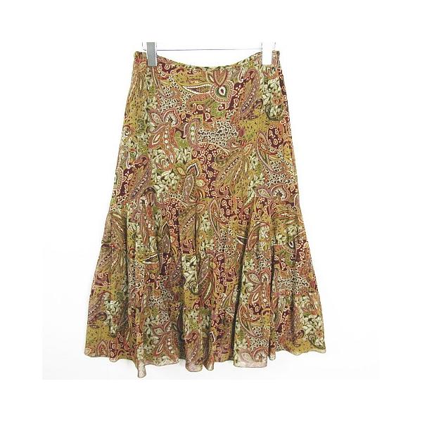 ジェラールダレル GERARD DAREL シフォン フレア スカート ロング丈 9 カーキ ペイズリー kz13816 レディース【ブランド】ジェラールダレル GERARD DAREL【表記サイズ】9(M程度)【実寸サイズ】ウエスト：66...