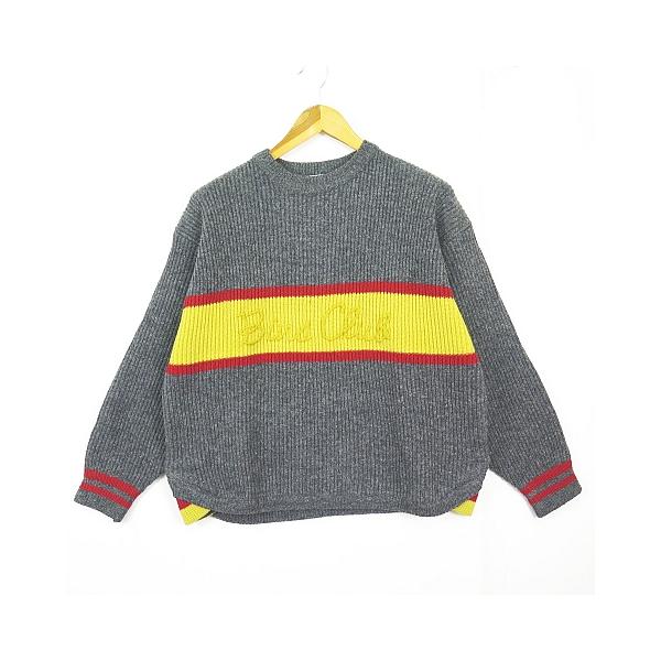 BIN'S ニットセーター クルーネック 長袖 ウール M ダークグレー ヴィンテージ 2sa7285 メンズ【表記サイズ】M【実寸サイズ】肩幅：53cm　身幅：58cm　着丈：60cm　袖丈：50cm　　【素材】毛100%【色】ダークグレ...