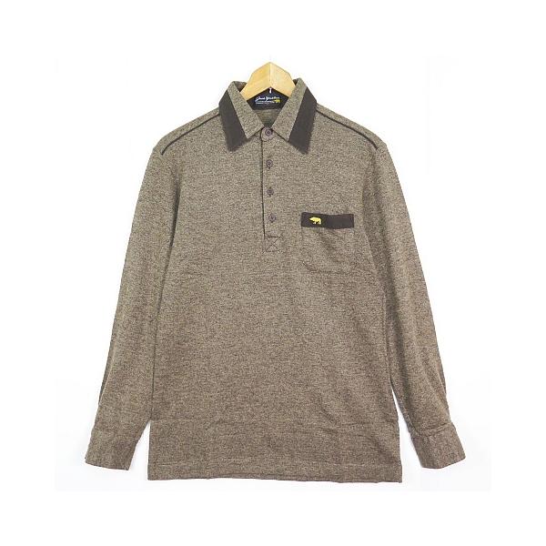 ジャックニクラウス Jack Nicklaus ウール混 ポロシャツ 長袖 M ブラウン ヴィンテージ 2sa7300 メンズ【表記サイズ】M【実寸サイズ】肩幅：43cm　身幅：48cm　着丈：72cm　袖丈：58cm　　【素材】毛45% ...