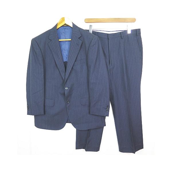 Savile Raw シングル 2B スーツ セットアップ BE4 ストライプ ネイビー 春秋物 2sa7586 メンズ【表記サイズ】BE4C96W92T165【実寸サイズ】ジャケット 肩幅：46cm　ジャケット 身幅：56cm　ジャケット...