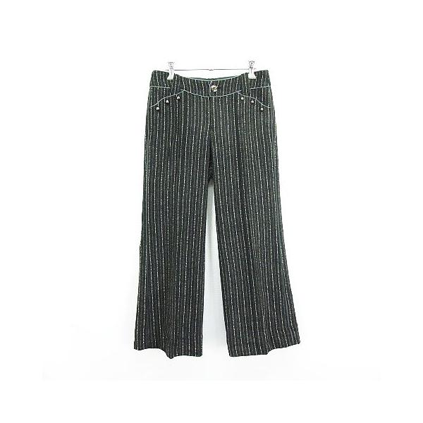 ピエスモンテ PIECE MONTEE ワイドパンツ ボトムス ブーツカット ストライプ ウール混 38 グレー ※EKM レディース【ブランド】ピエスモンテ PIECE MONTEE【表記サイズ】38（日本サイズM程度）【実寸サイズ】ウエ...