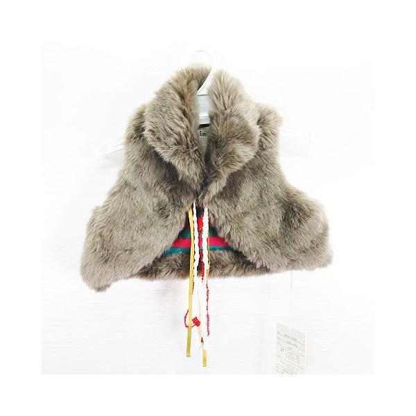 未使用品 nino ベスト フェイクファー S ブラウン系 ※EKM キッズ【表記サイズ】S（85〜95）【実寸サイズ】身幅：30cm　着丈：23cm　　【素材】【表地】　ポリエステル100%　【裏地】　レーヨン40%　ポリエステル繊維54...