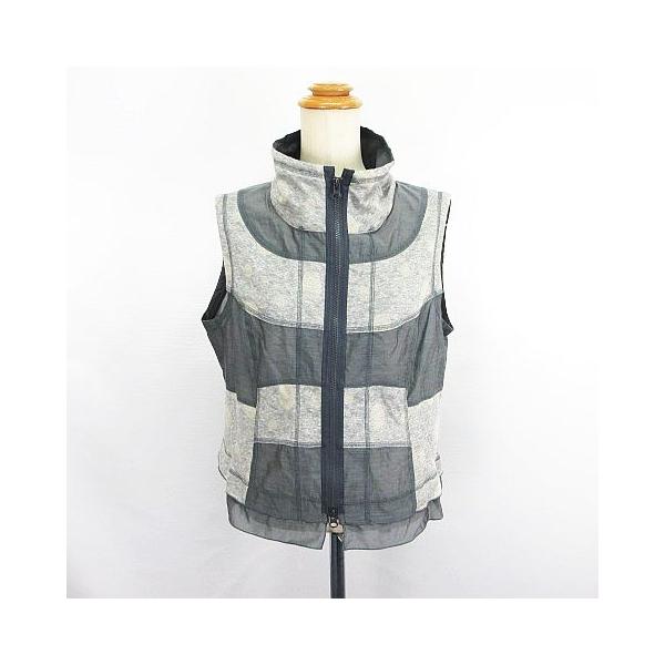 未使用品 イークラット E-clat ジャケット アウター ノースリーブ ベスト ジップアップ ハイネック 切替 42 グレー系 ※EKM レディース【表記サイズ】42（日本サイズXL程度）【実寸サイズ】身幅：50cm　着丈：52cm　　【...