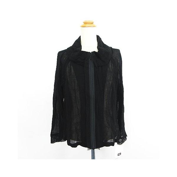 未使用品 グランドサクセス GRAND Succes ジャケット アウター 長袖 ジップアップ ネット地 麻混 40 ブラック ※EKM レディース【表記サイズ】40【実寸サイズ】身幅：51cm　着丈：52cm　ゆき丈：73cm　　【素材】...