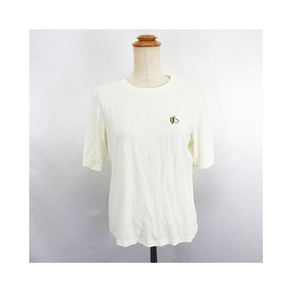 Laura Fiume MILANO Tシャツ カットソー 五分袖 クルーネック 刺繍 コットン 42 クリーム ※EKM レディース【表記サイズ】42（日本サイズM程度）【実寸サイズ】肩幅：36.5cm　身幅：45cm　着丈：54cm　袖...