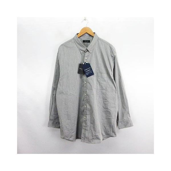 未使用品 インアンドヤン Yin＆Yang シャツ 長袖 ボタンダウン 胸ポケット 大きいサイズ 5L グレー ※EKM メンズ【表記サイズ】5L胸囲 116〜124【実寸サイズ】肩幅：56cm　身幅：57cm　着丈：86.5cm　袖丈：6...