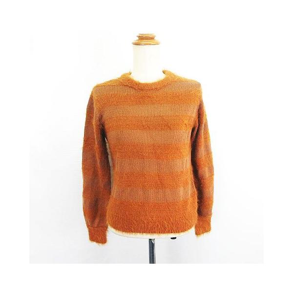 イーブス YEVS ニット セーター 長袖 丸首 ボーダー フェザーヤーン LL ブラウン ※EKM レディース【ブランド】イーブス YEVS【表記サイズ】LL【実寸サイズ】肩幅：36cm　身幅：44cm　着丈：47cm　袖丈：56cm　　...